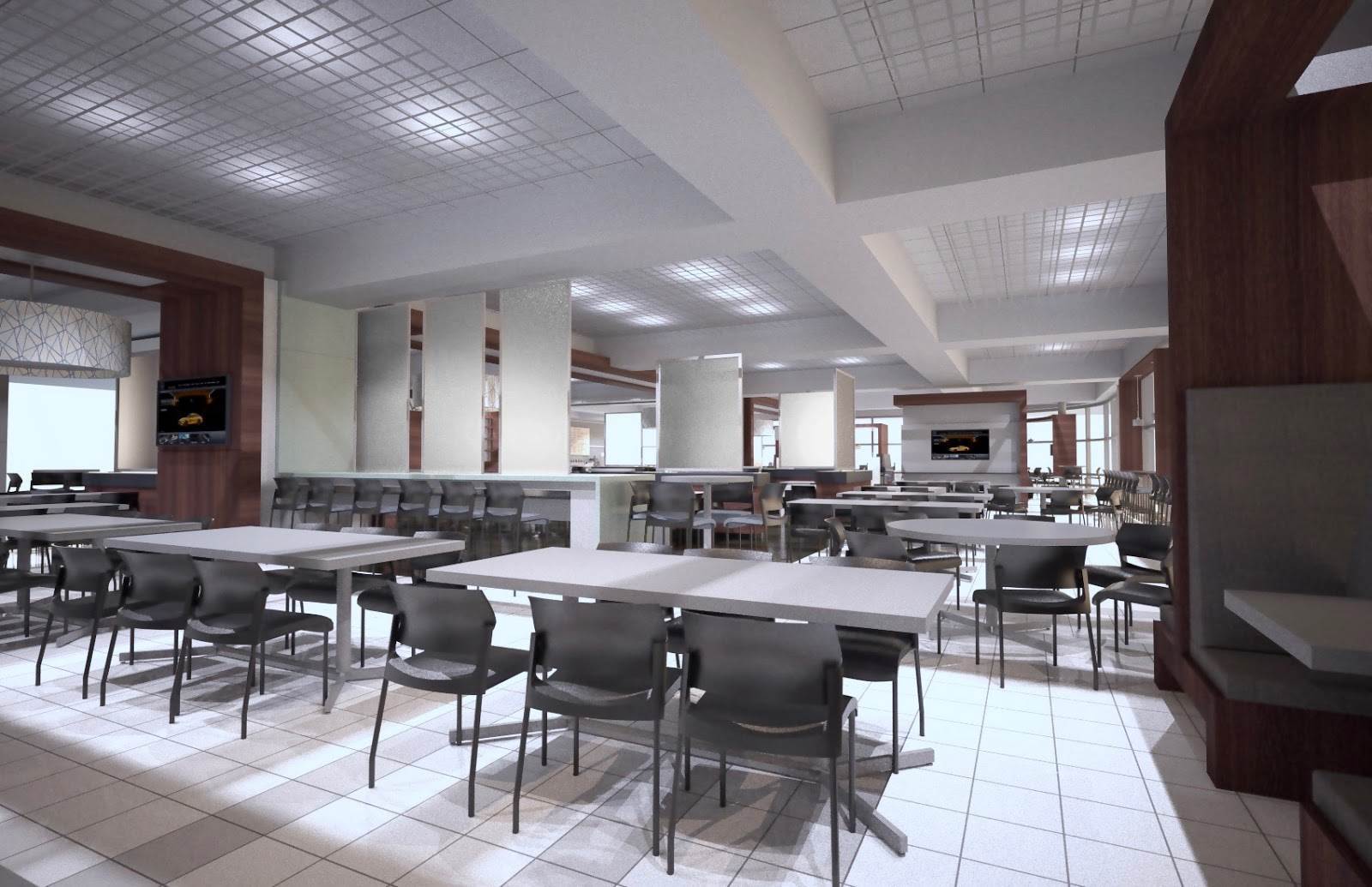 Mercedes Cafeteria rendering | Method-1 Interiors