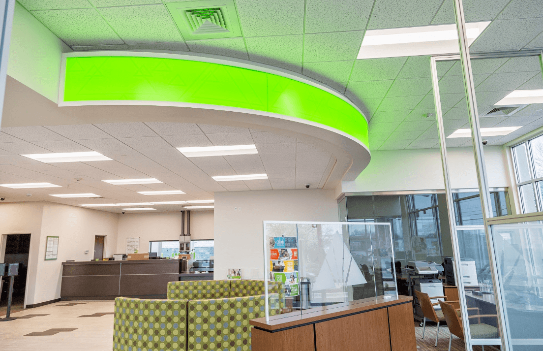 Bank Ceiling Header | Method-1 Interiors