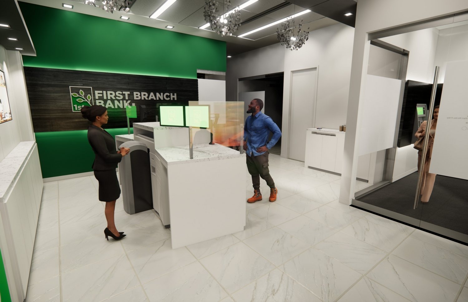 Bank Interior Renderings | Method-1 Interiors