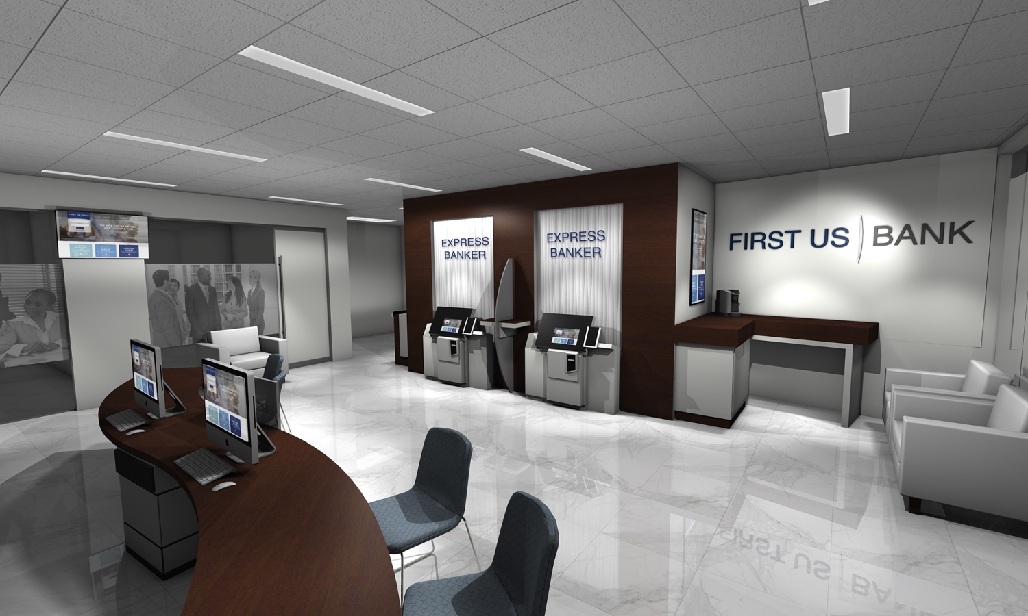 Bank interior design lobby | Method-1 Interiors